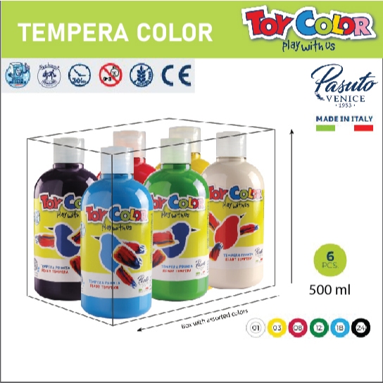 TOYCOLOR 0552 READY USE TEMPERA COLOR (500ml) BOTTLE/สีเทมเพอร่าเด็ก เนื้อเนียน ขนาด 500ml/ขวด ...