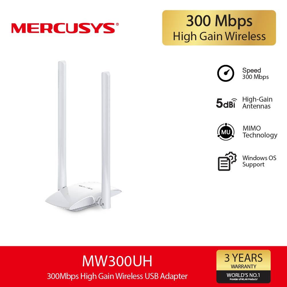 Mercusys MW300UH N300 USB 300Mbps High Gain Wireless USB Adapter ...