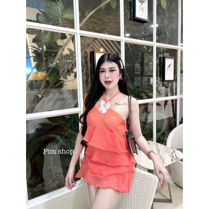 Phapassz - เดรสค้องคอกระโปรงดีเทลระบายผ้าลาย ทรงโซคิวท์ ติดโบว์น่ารักเกินต้านน #Khnes | Shopee ...