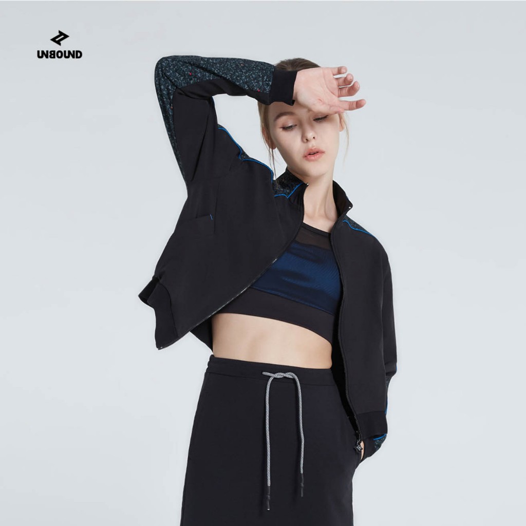 UNBOUND POLYGON FULL ZIP JACKET เสื้อแจ๊คเก็ตสีดำ ใส่คลุมสปอร์ตบรา ...