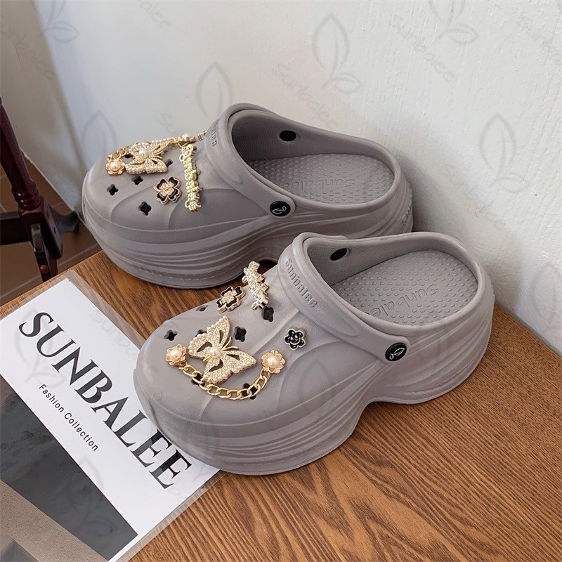 รองเท้าหัวโต พร้อมตัวติด งานEVA ส้นสูง7-8เซน รองเท้าผู้หญิงรัดส้น หลาย ...