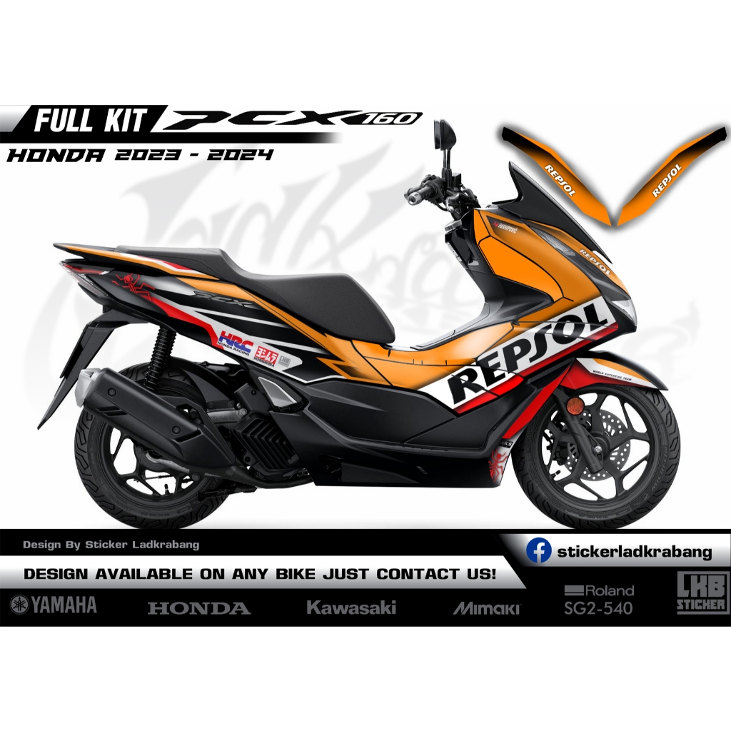 สติ๊กเกอร์แต่งลายรถ HONDA PCX 160 2022 ลาย Repsol | Shopee Thailand