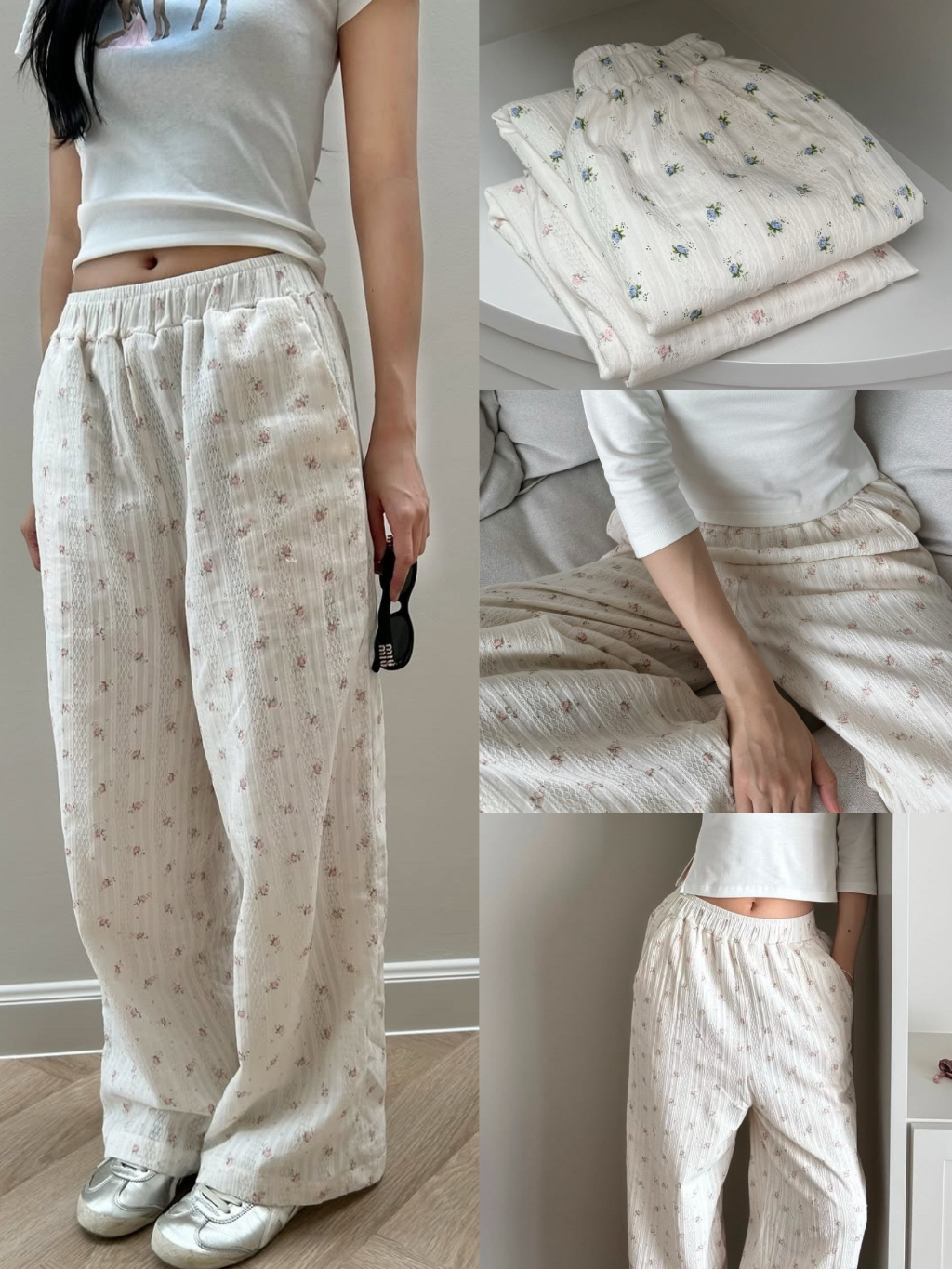 [No-restock] Lita comfy pants (2 colors) ลายดอกไม้ มีซับในทั้งตัว ...