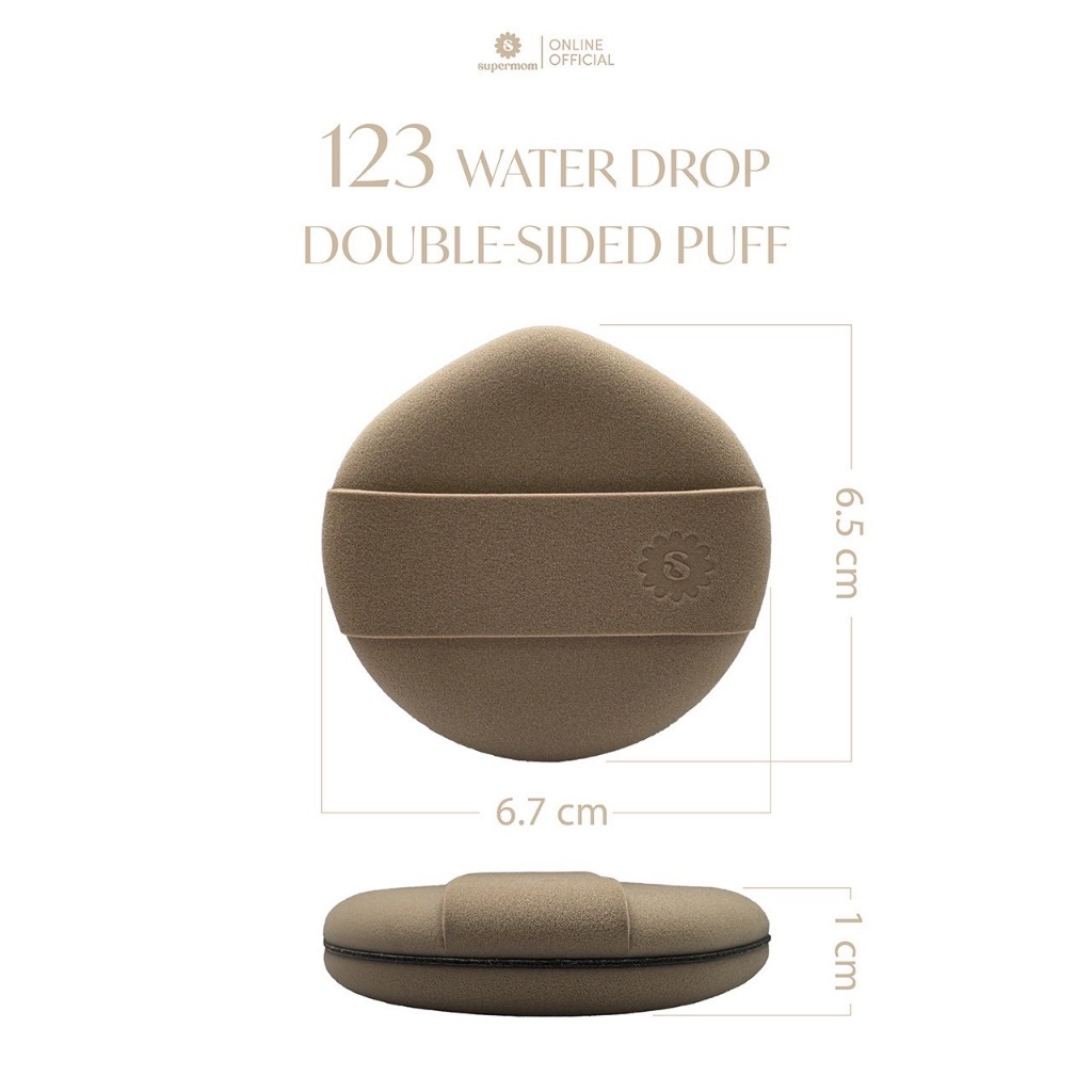 SUPERMOM l 123 Water drop double-sided puff พัฟรองพื้น (มีตลับใส่แถมให้) | Shopee Thailand