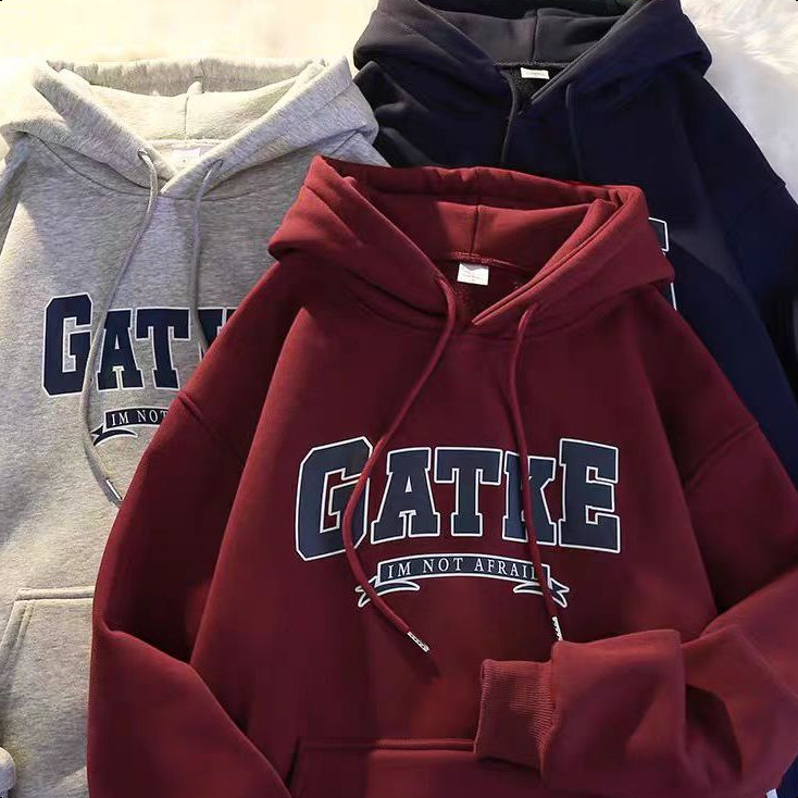 พร้อมส่ง เสื้อกันหนาว มีฮู้ด โอเวอร์ไซซ์ ลาย GATKE สไตล์เกาหลี พลัสไซซ์ ...