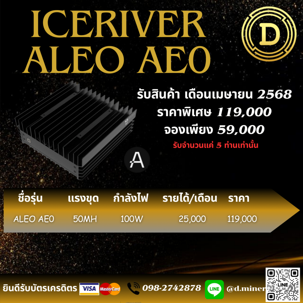 IceRiver ALEO AE0 รายได้สูง กินไฟน้อยเสียงเงียบรายได้เดือนละ 6000บาท | Shopee Thailand