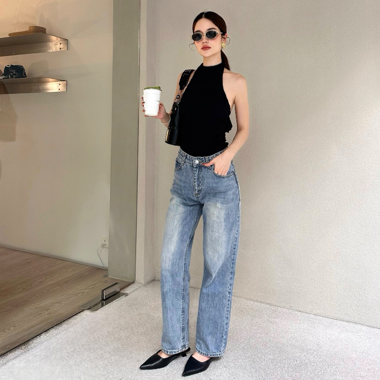 Silly jeans ยีนส์กระบอก ผ้านิ่ม สีฟอกอ่อน - herr.his | Shopee Thailand