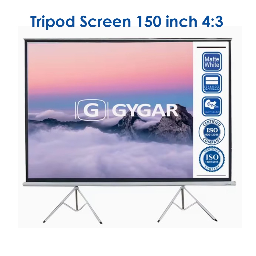 Gygar Tripod Screen 150 นิ้ว 4:3 จอขาตั้ง (96x120 inch) (244x305 cm) จอโปรเจคเตอร์ สำหรับฉาย ...