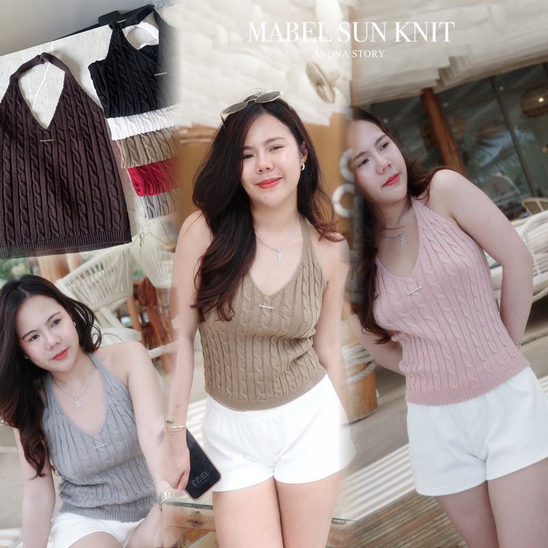 Mabel sun knit เสื้อคล้องคอไหมพรหมติดโลโก้เงิน 🤎พร้อมส่ง | Shopee Thailand