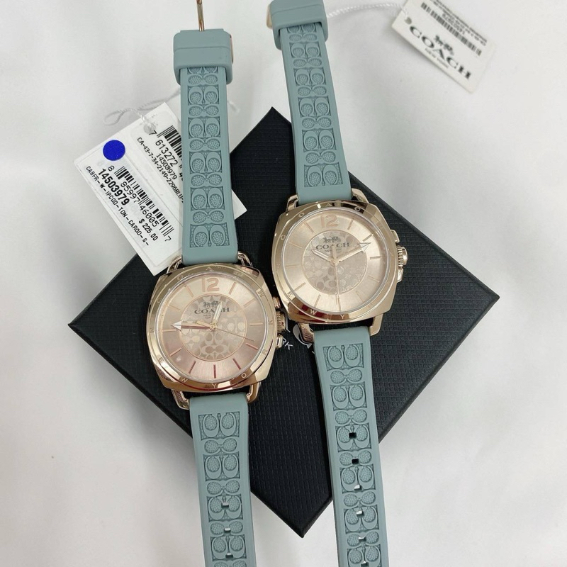 NEW COACH Ladies Boyfriend Rubber Strap Watch สายซิลิโคนฟ้า หน้าปัดสี ...
