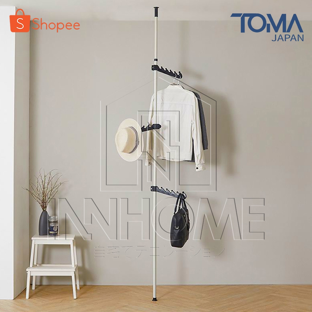 [ลดพิเศษ] InnHome ราวแขวนผ้า ราวแขวนเสื้อ 1 เสา 2ชั้น สไตล์เกาหลี ไม่ต้องเจาะผนัง ตู้เสื้อผ้า ...