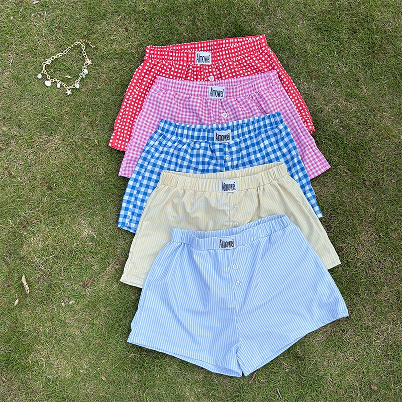 Summer Boxer กางเกง boxer ลาย gingham และ stripe สีสันสดใสน่ารัก#0597 ...