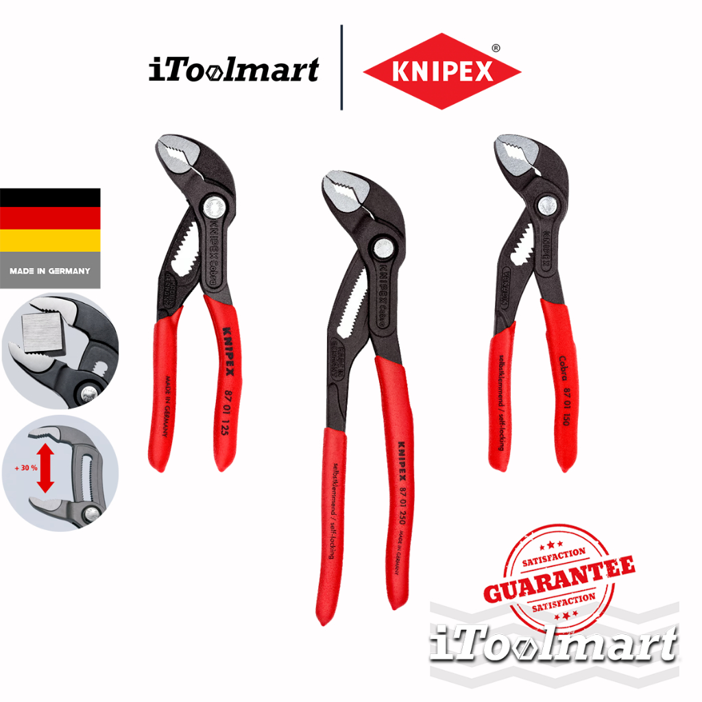 KNIPEX คีมคอม้า คอบบร้า (ด้ามพลาสติก) 87 01 XXX SB (KNIPEX Cobra ...