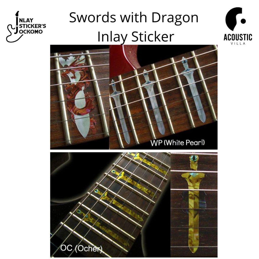 Swords with Dragon Inlay Sticker for Guitar and Bass | Shopee Thailand