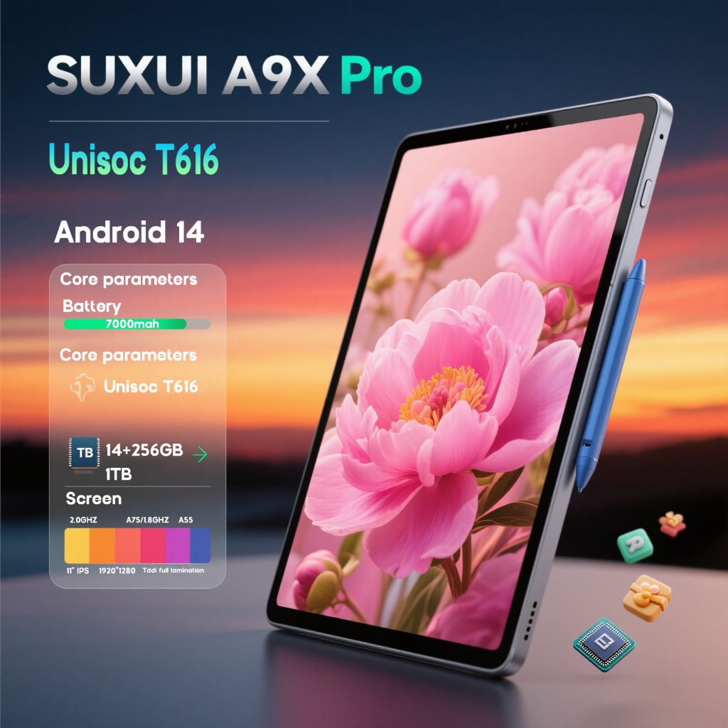 SUXI A9 XPro Pad 11.1 นิ้ว 14GB + 256GB แท็บเล็ตพีซี T616 โปรเซสเซอร์ ...