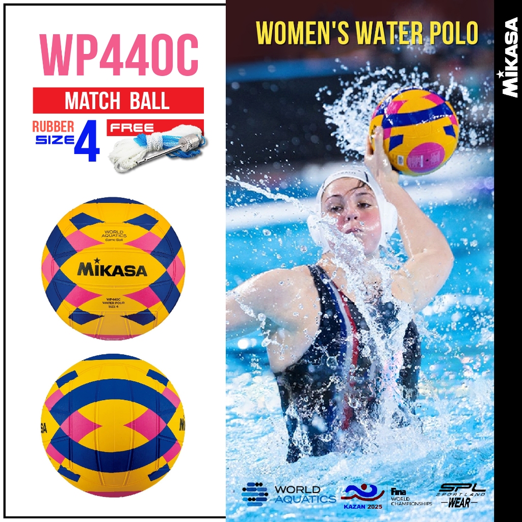 MIKASA ลูกโปโลน้ำยาง สำหรับผู้หญิง MKS Women WaterPolo FRB เบอร์ 4 WP440C (1760) แถมฟรี เข็มสูบ ...
