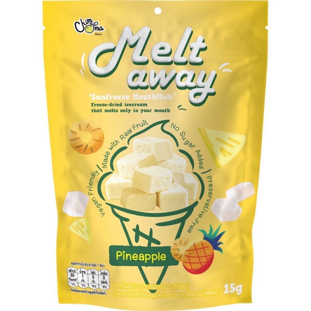 Melt away Pineapple No Fridge needed Vegan Ice-cream (ไอศกรีมฟรีซดราย ...