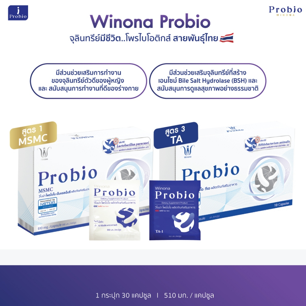 Winona Probio MSMC (สูตร1) 1 กล่อง+Winona Probio TA (สูตร3) 1 กล่อง โพรไบโอติกส์ สายพันธุ์ไทย ...