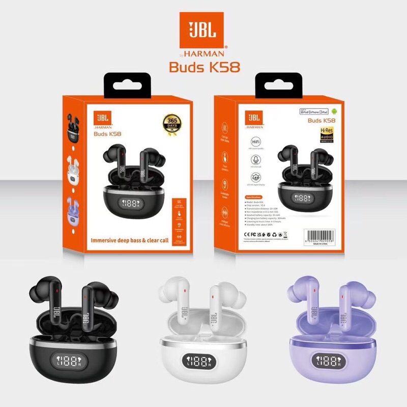 หูฟังบลูทูธ JBL HARMAN K13 K38 K48 K93 K63 K58 K68 PURE BASS ZERO CABLE ...
