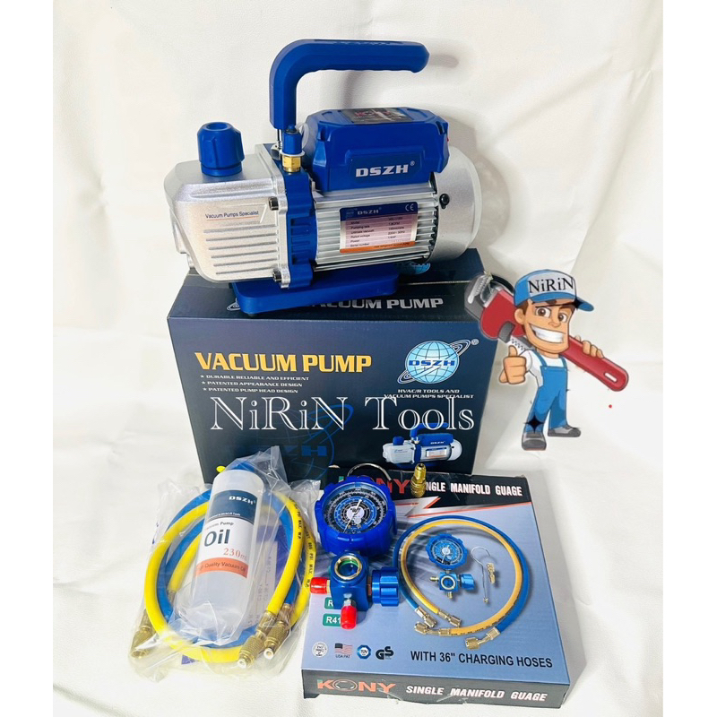 DSZH แว๊คคั่มปั๊ม ปั๊มสูญญากาศ รุ่น 115N + มาพร้อม KONY เกจ์วัดน้ำยาแอร์ เกจเดี่ยว พร้อมสาย 36 ...