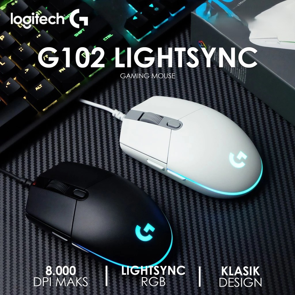 LOGITECH GAMING MOUSE G102 GEN2 LIGHTSYNC BLACK และ White (เมาส์เกมส์มีสาย) | Shopee Thailand