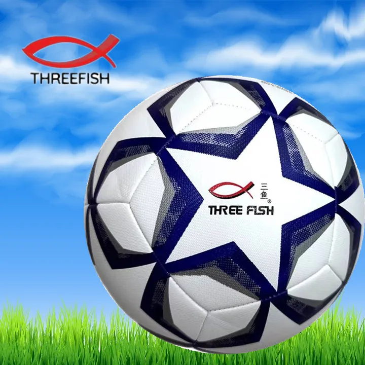ลูกฟุตบอล THREEFISHหนังเย็บ มี ขนาดมาตรฐานSize5 หนัง PU นิ่ม มันวาว ทำความสะอาดง่าย ฟุตบอลมาตาร ...
