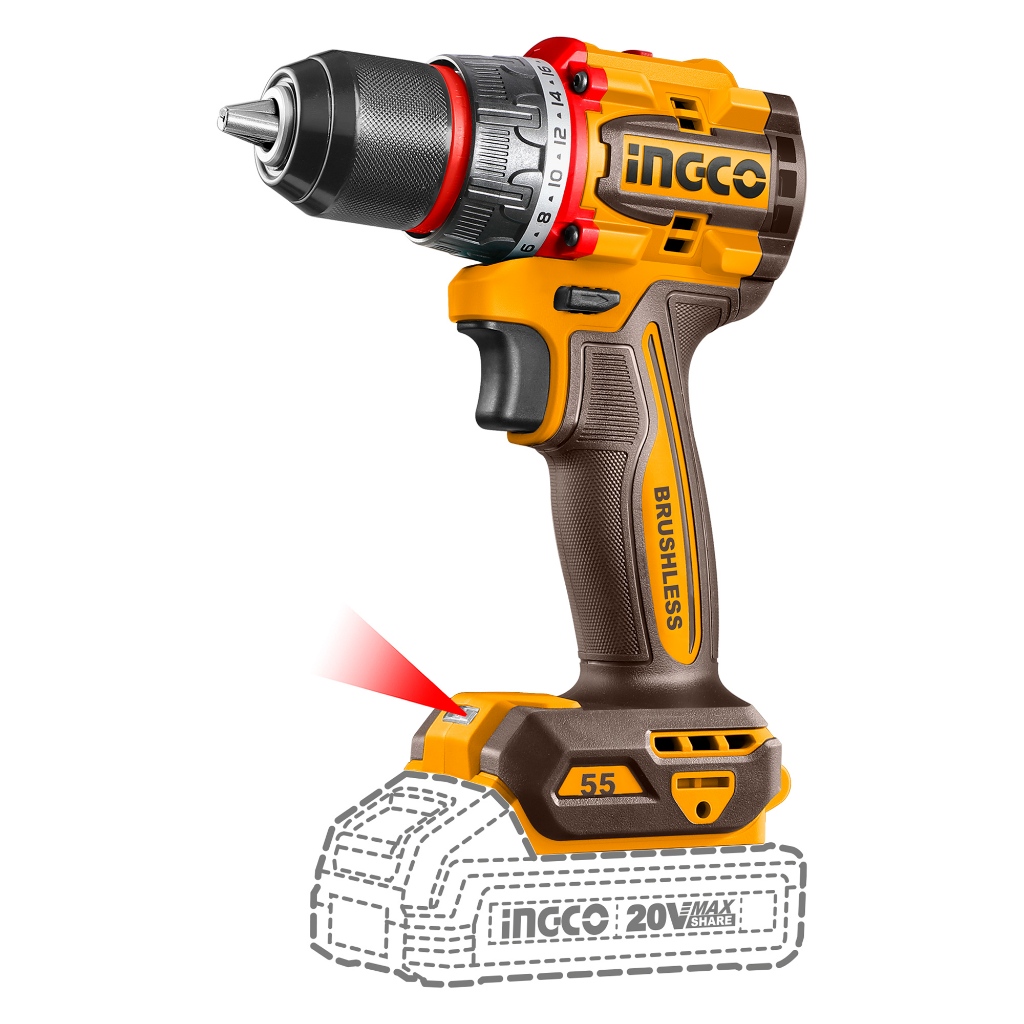 INGCO สว่านไร้สาย 20V 55Nm (เครื่องเปล่า) CDLI205581 | Shopee Thailand
