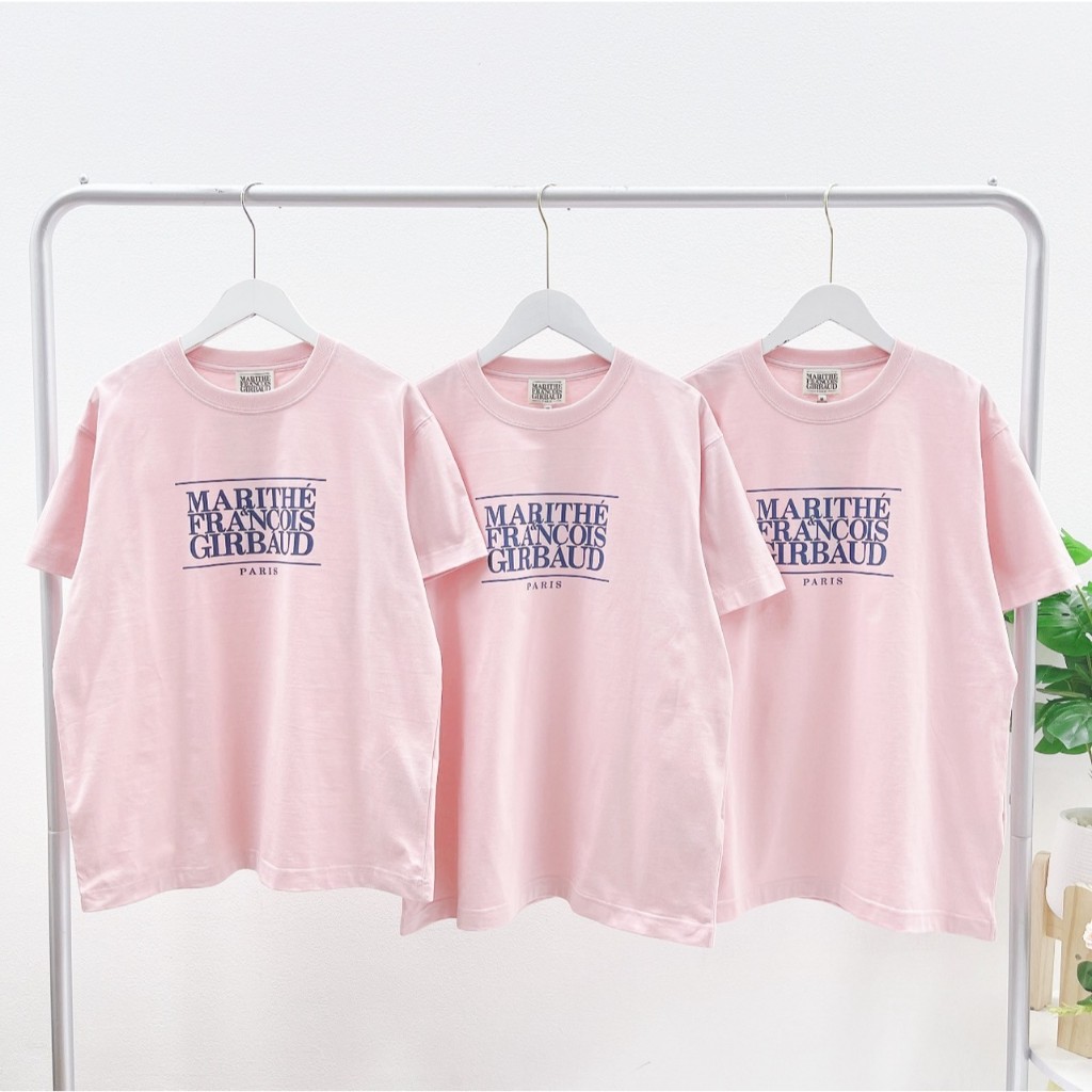 Marithe Classic logo tee (Pink) Unisex | Shopee Thailand