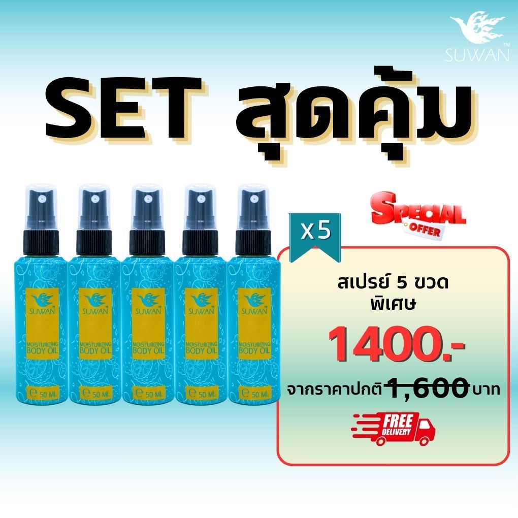 SUWAN Spray **Pro 5 ขวด HOT SALE ** สเปรย์แก้ปวดด้วยสารธรรมชาติ ด้วยผลงานวิจัย บรรเทาปวด ลด ...