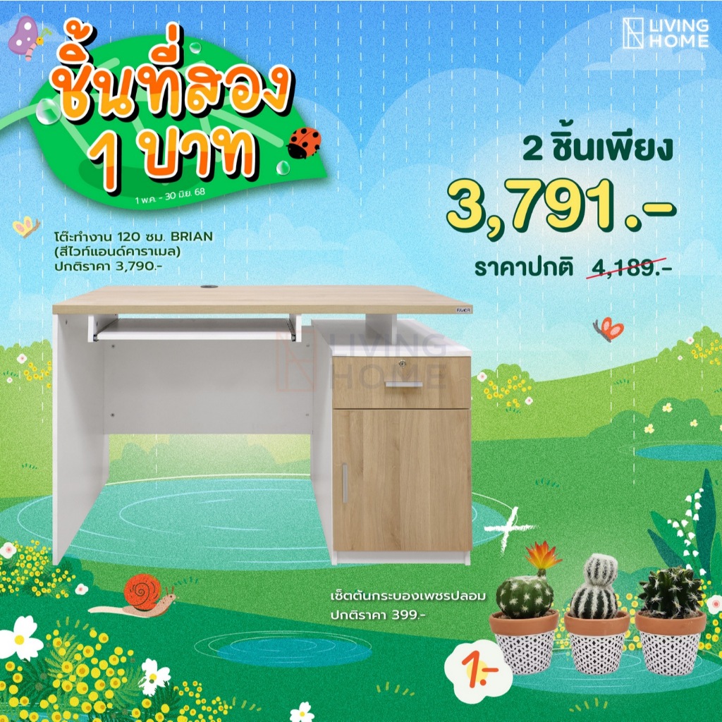 โต๊ะทำงานท็อปเมลามีน ขนาด 120, 160 cm. รุ่น BRIAN (FW120-3 , FW160-3 ...