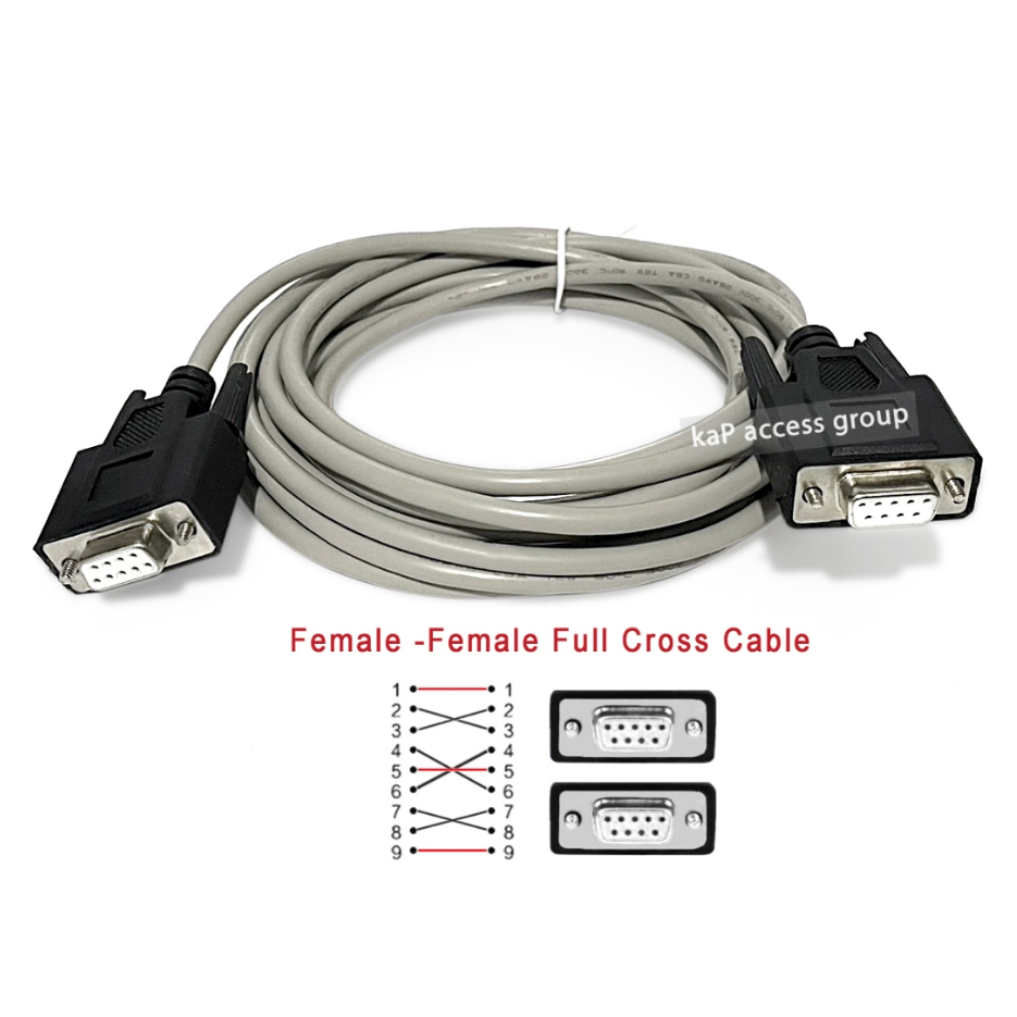 DB9 RS232 9 pin FULL CROSS ฟลูครอส สายไขว้ หัว เมีย เมีย Female cable ...