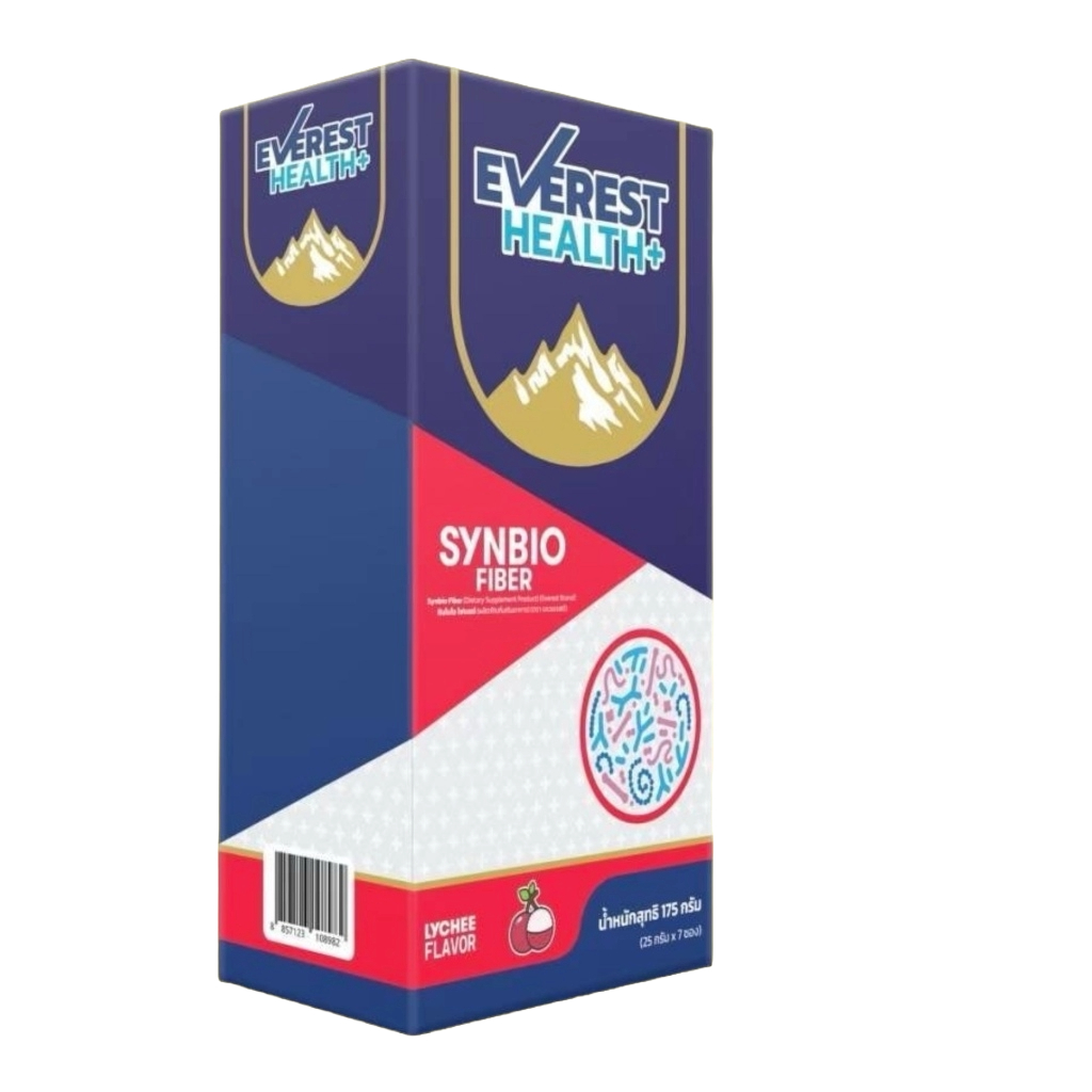 EVEREST HEALTH+ " สีแดง " SYNBIO FIBER กลิ่น ลิ้นจี่ (1 กล่อง 7 ซอง ...