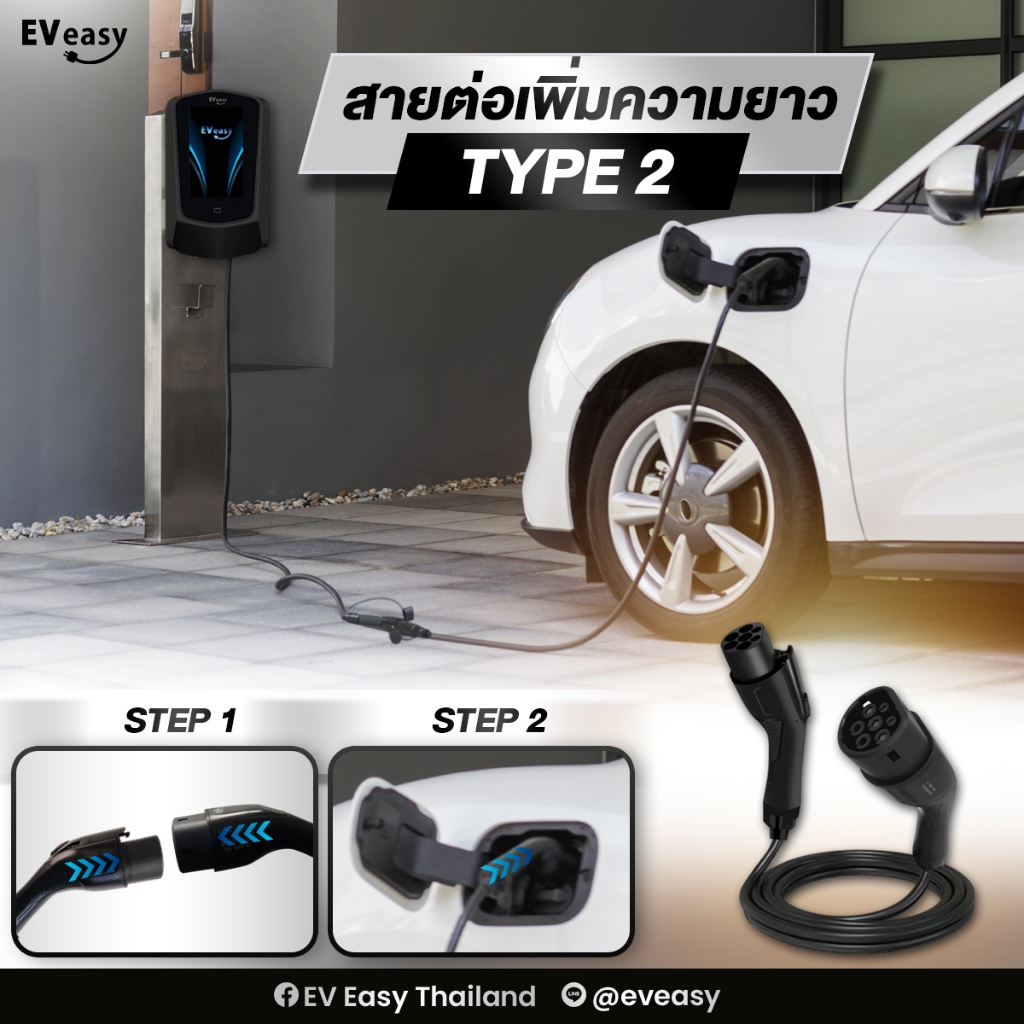 สายต่อเพิ่มความยาว EV Charger (Type 2 Extension Cable) สำหรับรถยนต์ ...