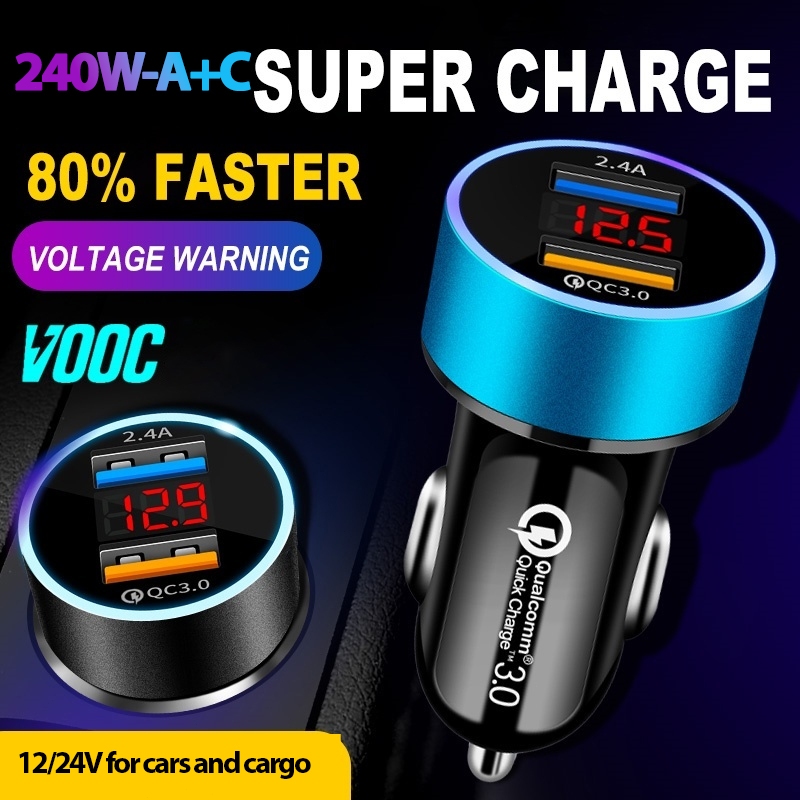 Drive【local delivery】Car USB Charger 12/24V/240W-A+C Car Charger Kit ...