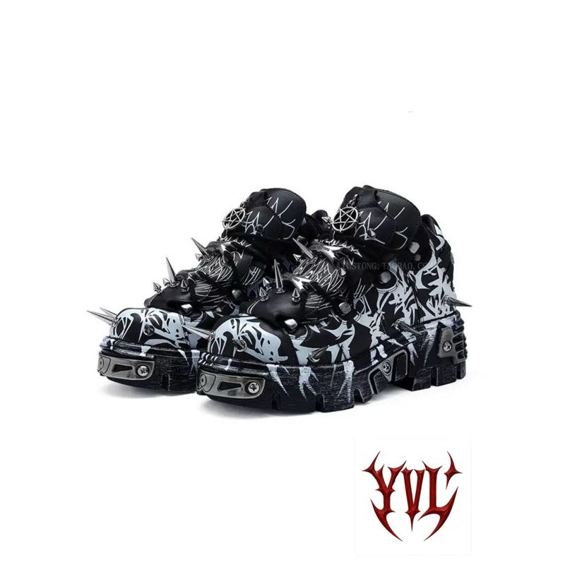 AYUSTONG Gothic Punk Spiked Platform Shoes | Shopee Thailand