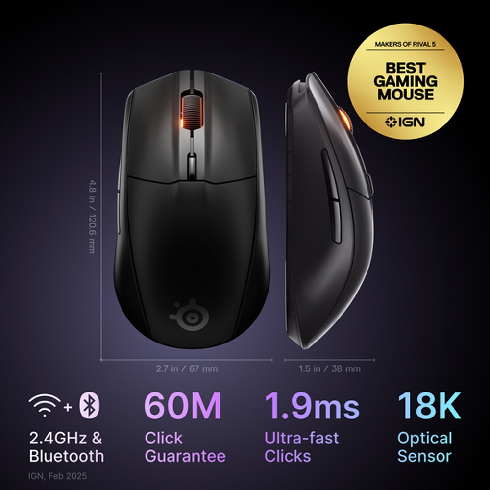 SteelSeries Rival 3 Wireless Gen 2 Gaming Mouse เม้าส์เกมมิ่ง 6 ปุ่ม ...