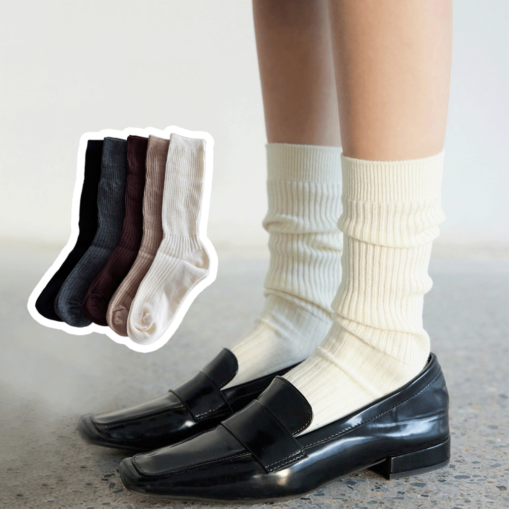 ONEIMO🍑 ถุงเท้า ผ้าฝ้าย ยืดย่นได้ ผ้าดีนิ่ม ใส่ได้ทุกลุค Plenty ...