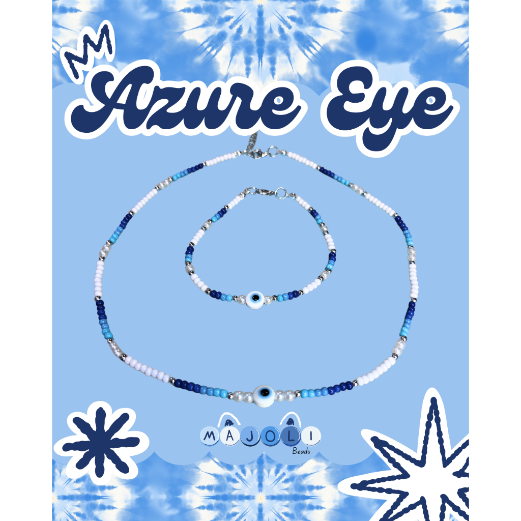 Azure Eye สร้อย+กำไล Evil Eye สีฟ้า | สร้อยลูกปัด handmade | Blue Evil ...