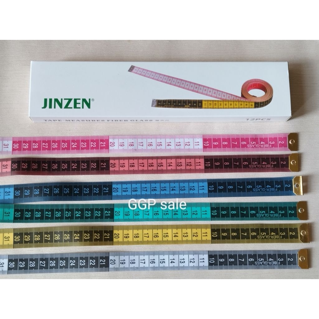 JINZEN สายวัดตัว สายวัดเนื้อดี สายวัดเส้นหนา ยกกล่อง12เส้น (หลากสี ...