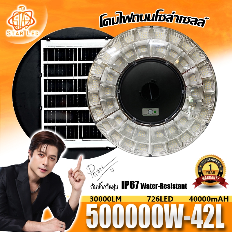 ไฟโซล่าเซลล์!! SUPER UFO-500000W-42L-W แสงขาว แบตเตอรี่ 40,000 mAh โคมไฟพลังงานแสงอาทิตย์100% ...