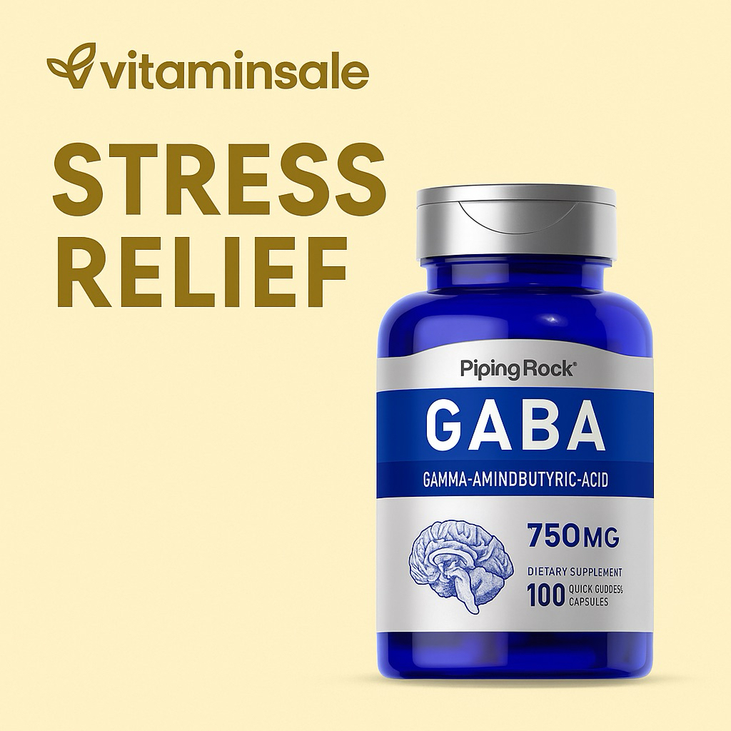Piping Rock GABA 750mg 100 แคปซูล เสริมไลฟ์สไตล์ผ่อนคลาย ด้วยกรดอะมิโนธรรมชาติ | Shopee Thailand