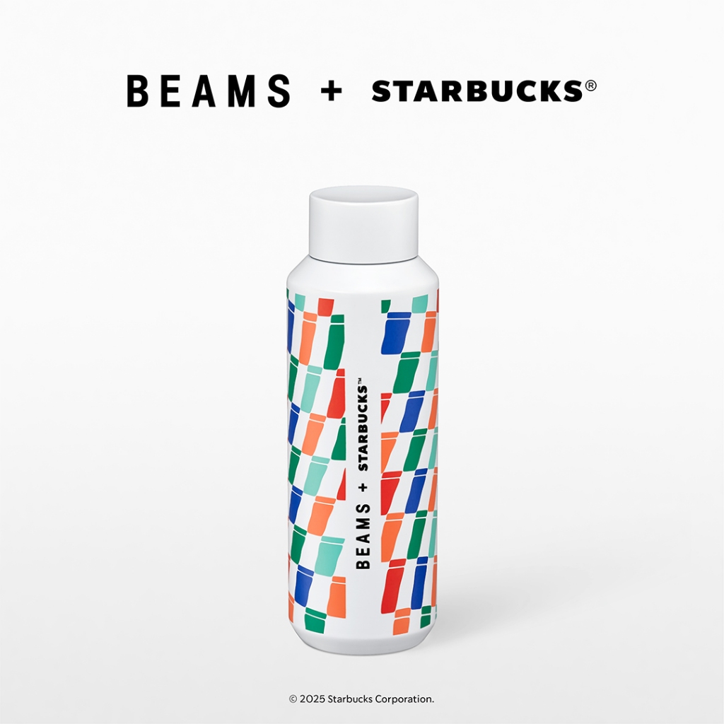 BEAMS + Starbucks Checkered Flag Stainless Steel Water Bottle 16oz. ขวดน้ำสตาร์บัคส์สแตนเลสสตีล ...