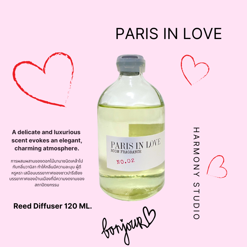 ก้านไม้หอมปรับอากาศ กลิ่น Paris in Love (Reed Diffuser 120 ml ...