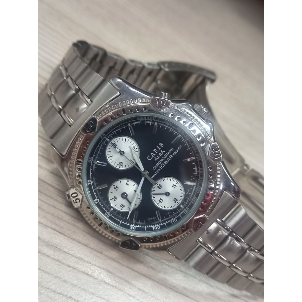 นาฬิกามือสอง Carib alba Chronograph เดินพร้อมใช้งาน | Shopee Thailand