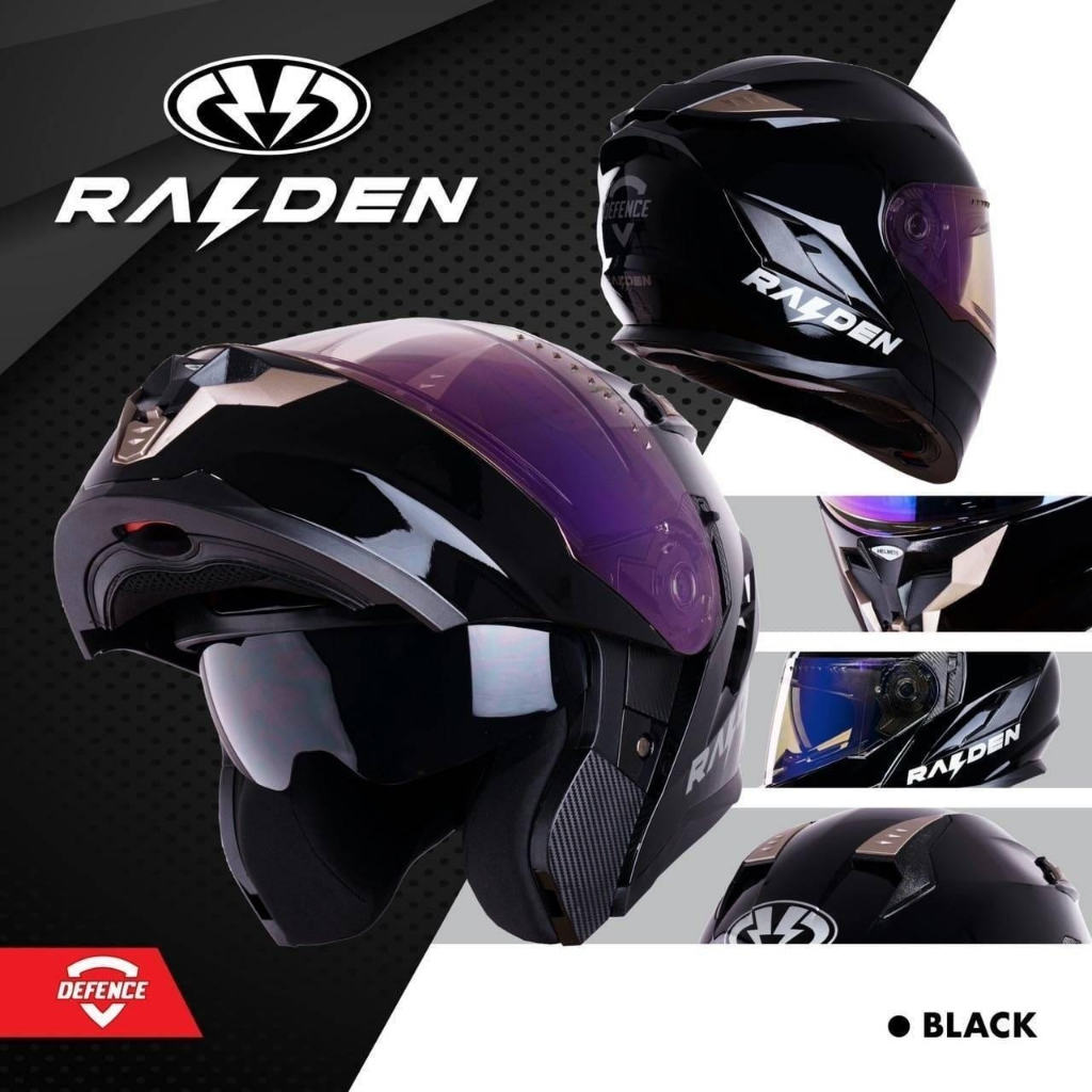 หมวกกันน็อคเต็มใบยกคางได้ RAIDEN รุ่น Defence Flip Up รองรับการติดตั้ง ...