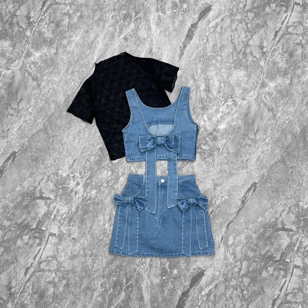 K892 BELLITA BRAND เซ็ทกระโปรงยีนส์มีเสื้อด้านใน กั๊กยีนส์ ชุดเที่ยวเขา ชุดตั้งแคมป์ ชุดเซ็ท ...