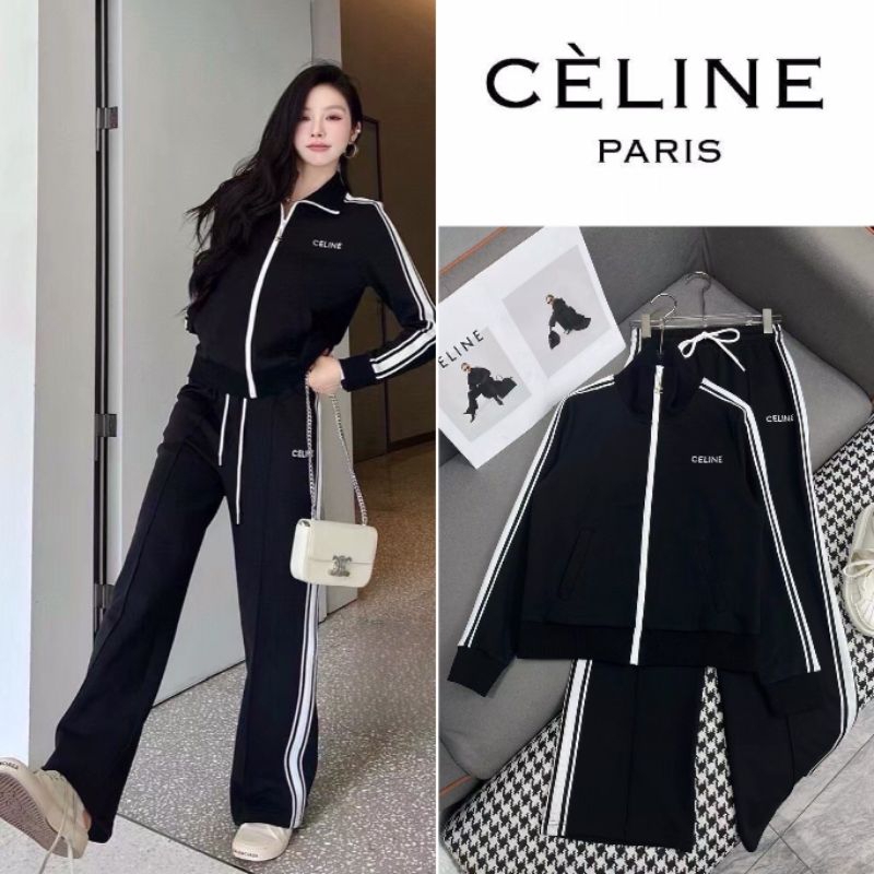 ชุดเซ็ตเสื้อแจ็คเก็ต CELINE TRACKSUIT JACKET IN DOUBLE FACE JERSEY ...