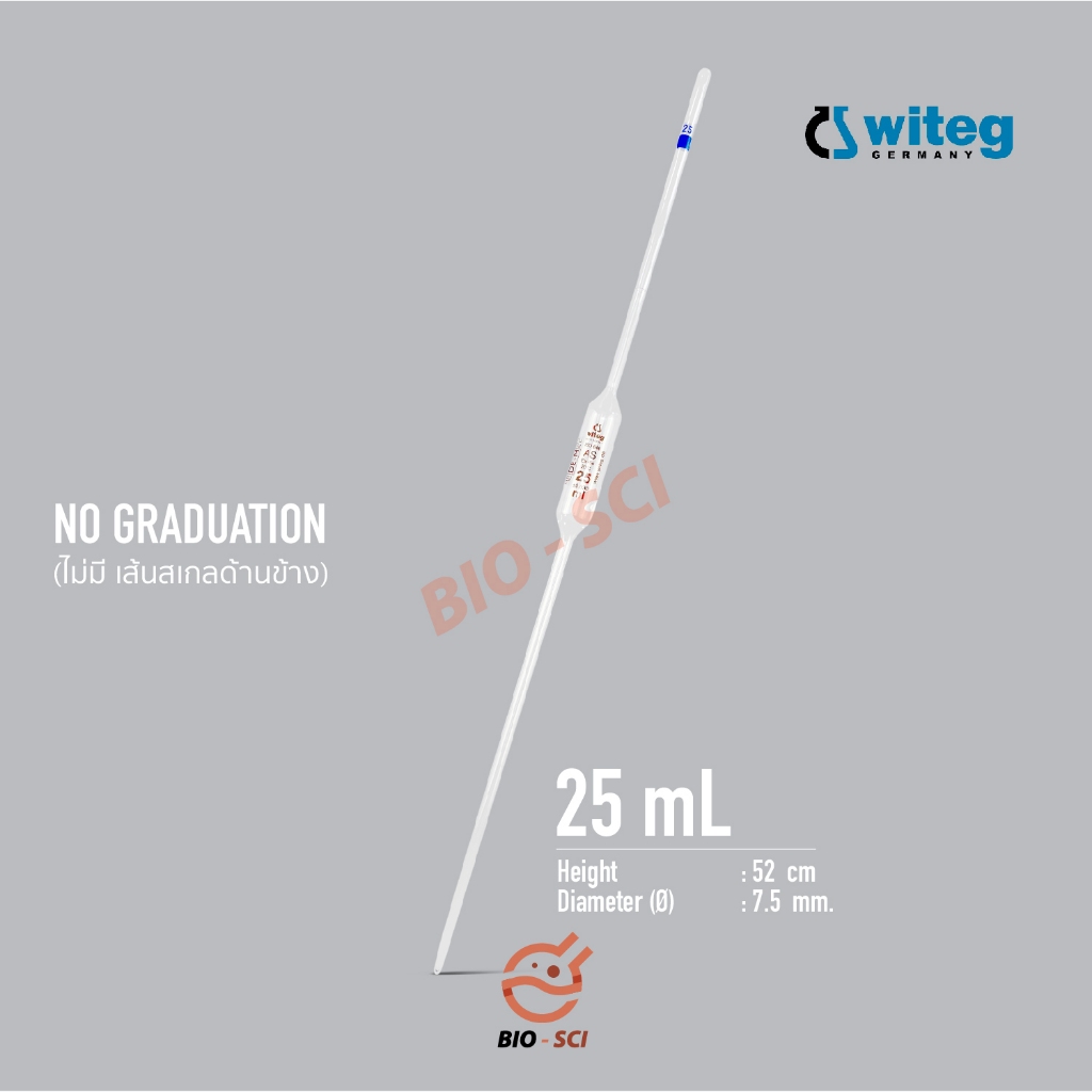 ปิเปตแก้ว Class AS/B ใบ Cer. มาตราฐาน DIN EN ISO 648 ยี่ห้อ Witeg ...