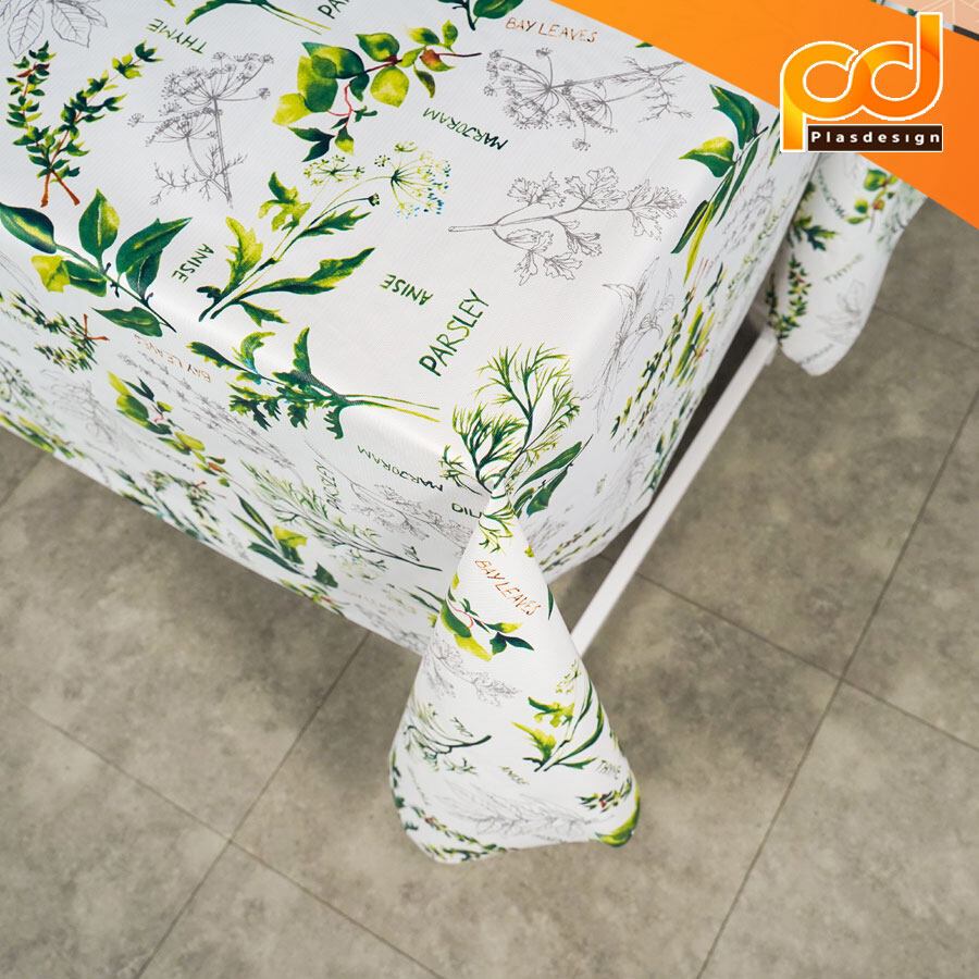 ปูโต๊ะ PW ยาว 2 เมตร ลายยอดใบไม้ (PW94-TR383-1) เนื้อเหนียว ทนทาน กันน้ำ กันลื่น by Plasdesign ...