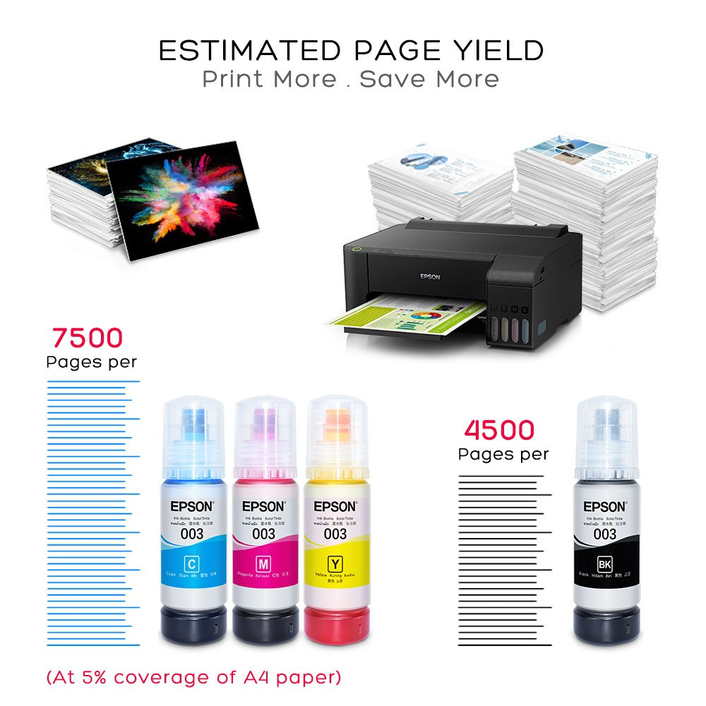 หมึกเติมแท้(พร้อมกล่อง) EPSON-001 BK/C/M/Y (เซท 4 สี) หมึกเติมแท้100% Epson 001 for L4150 ...